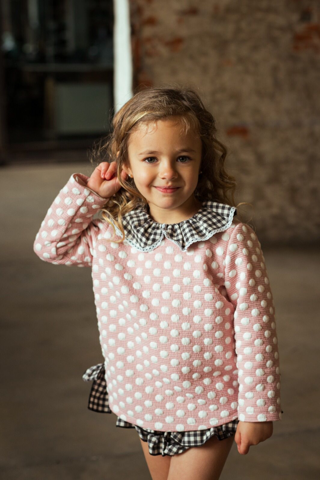 Lapeppa conjunto rosa topos vichy | Dados moda infantil