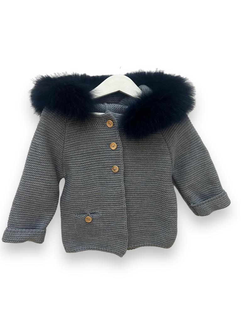 Trenca Azul plomo pelo natural desmontable Mi Lucero Invierno 2023 ...