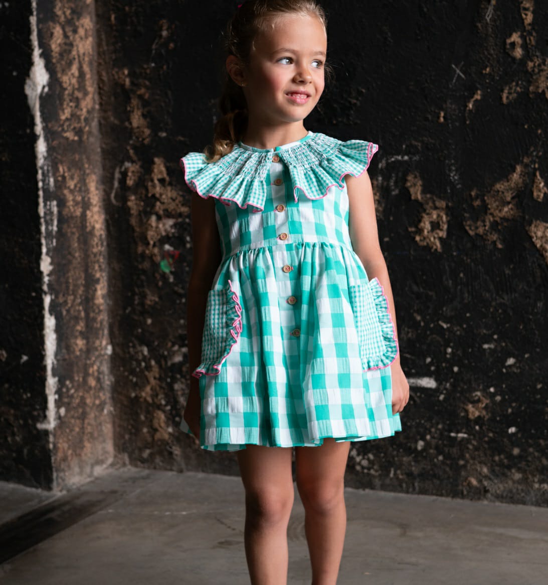 Lapeppa Vestido niña cuadros verde esmeralda Verano 2024 | Dados moda ...