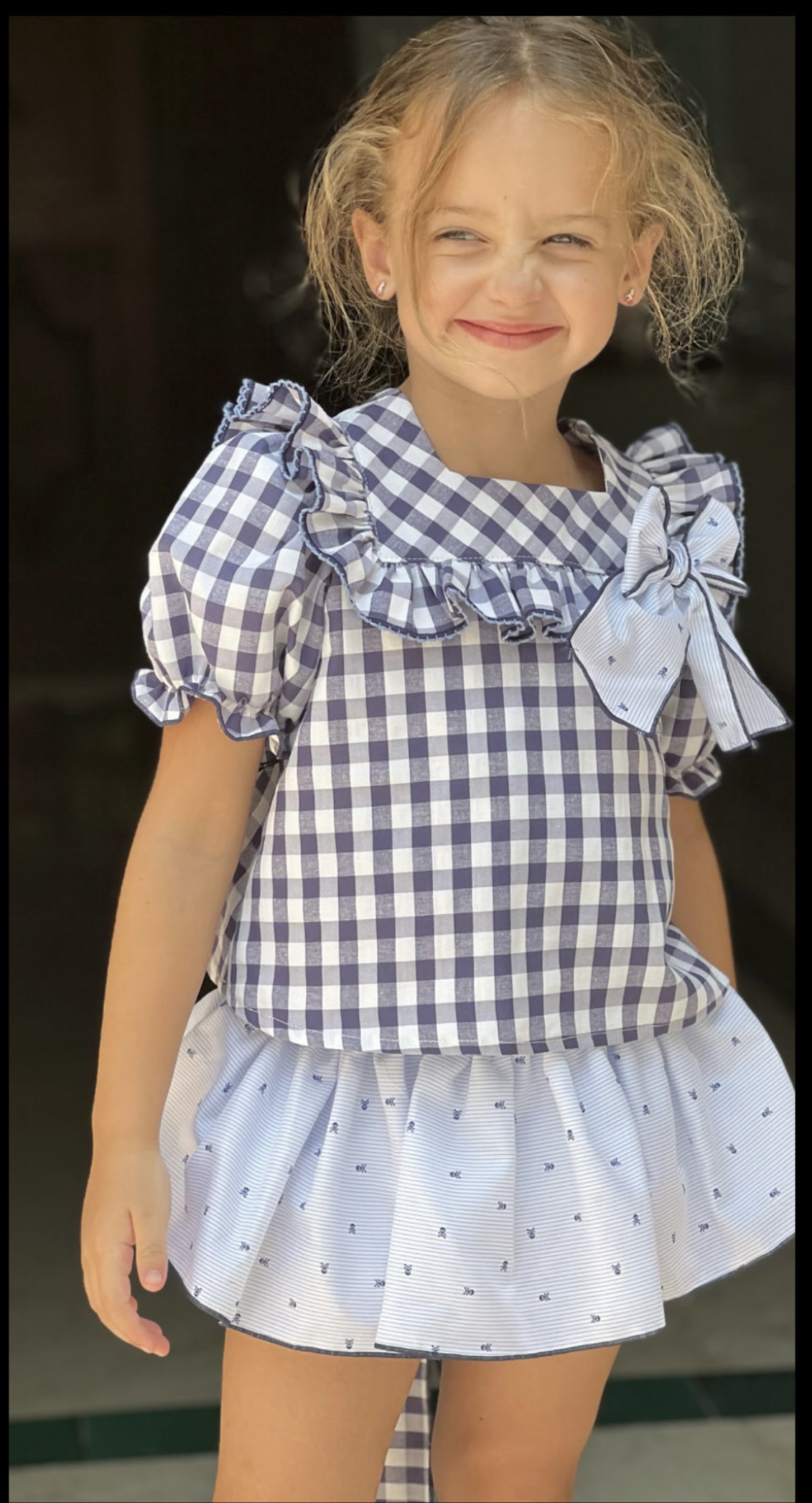 Lapeppa colección Copo Conjunto niña cubrefalda y blusa vichy Verano ...